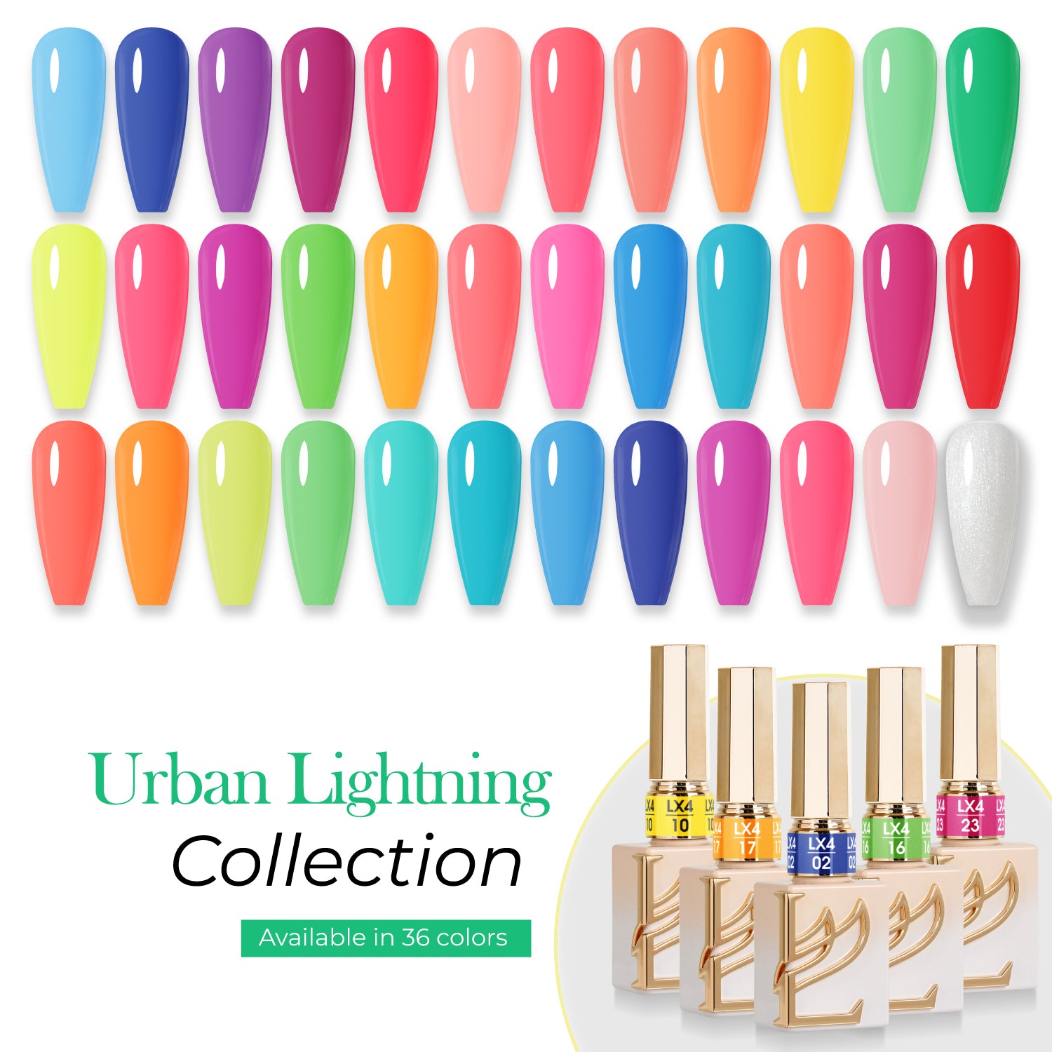 LAVIS LX4 - Set 36 Colors - Gel Polish 0.5 oz - Urban Lightning Collec ...