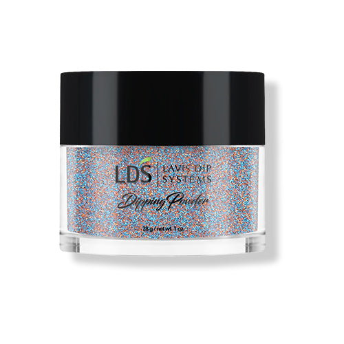 LDS Dipping Powder Nail - 178 Get Lost - Black, Glitter Colors - 1oz